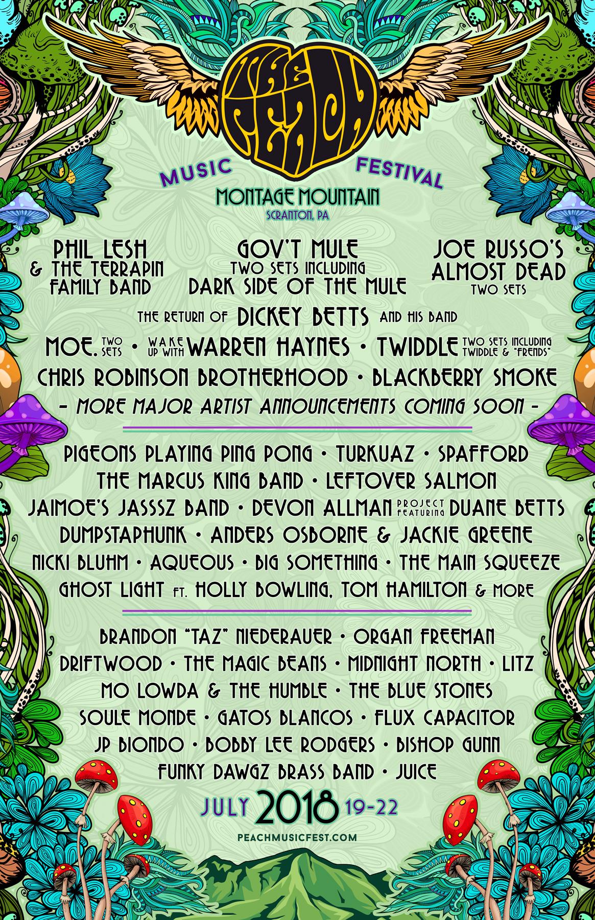 Peach Music Festival Announces Initial 2018 Lineup Peach Music Festival Announces Initial 2018 Lineup