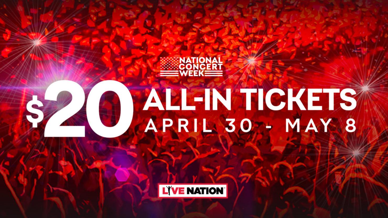 Live Nation National Concert Week Offers Discount $20 Tickets