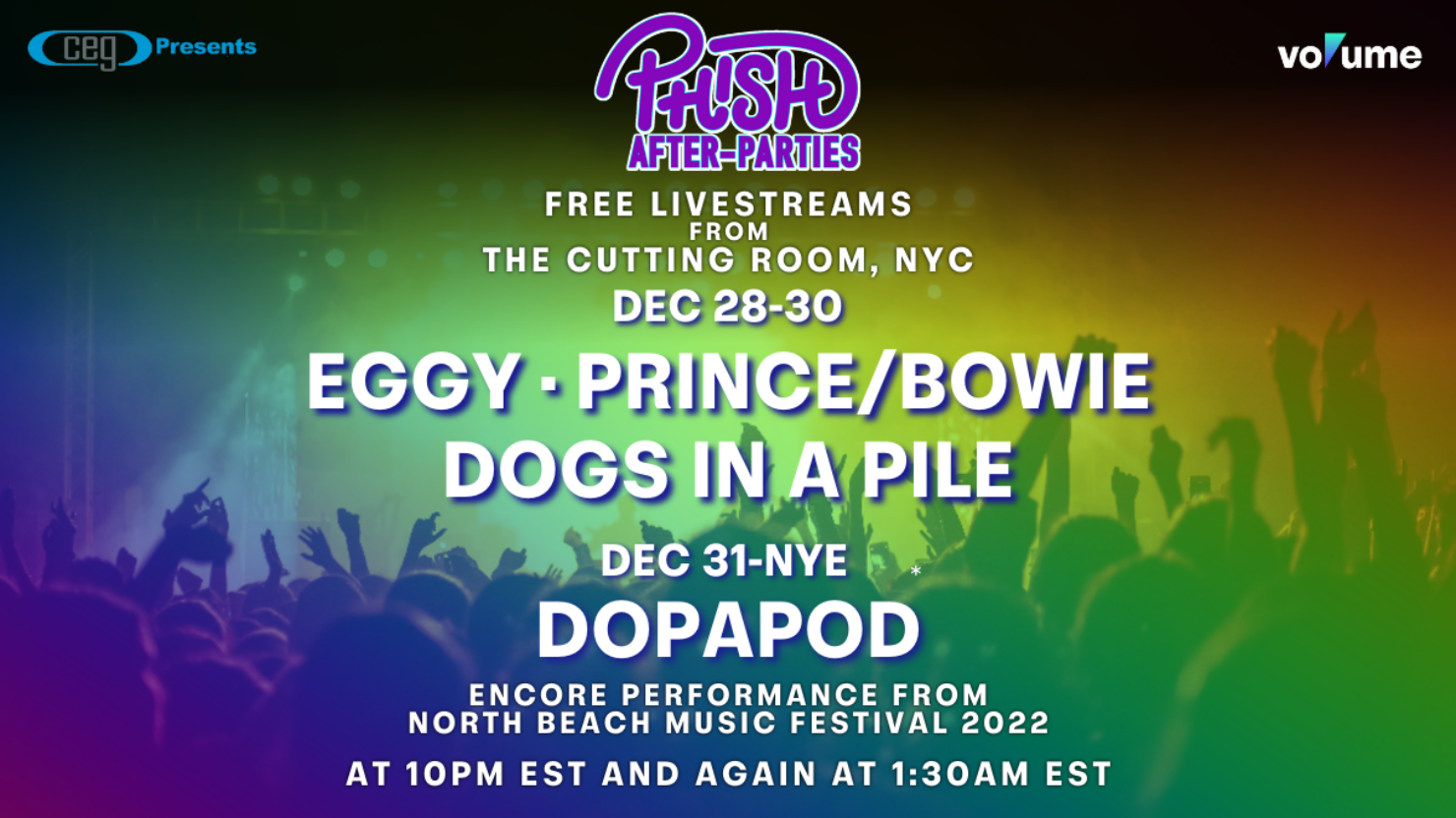 Volume.com Announces Free Livestreams Of Phish After-Party Series Featuring Eggy, Prince/Bowie ...